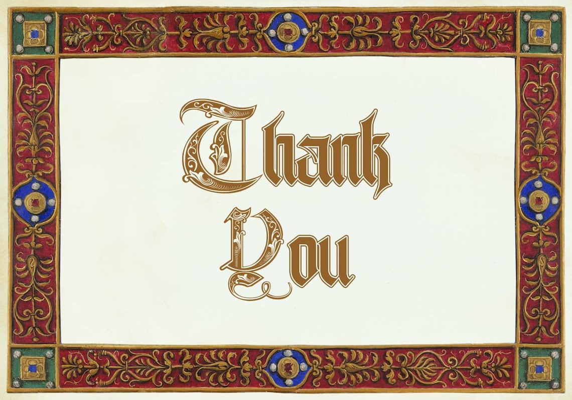Medieval Thank You Card • Printable • Instant Download • 3,5x5 & 5x7 In ...