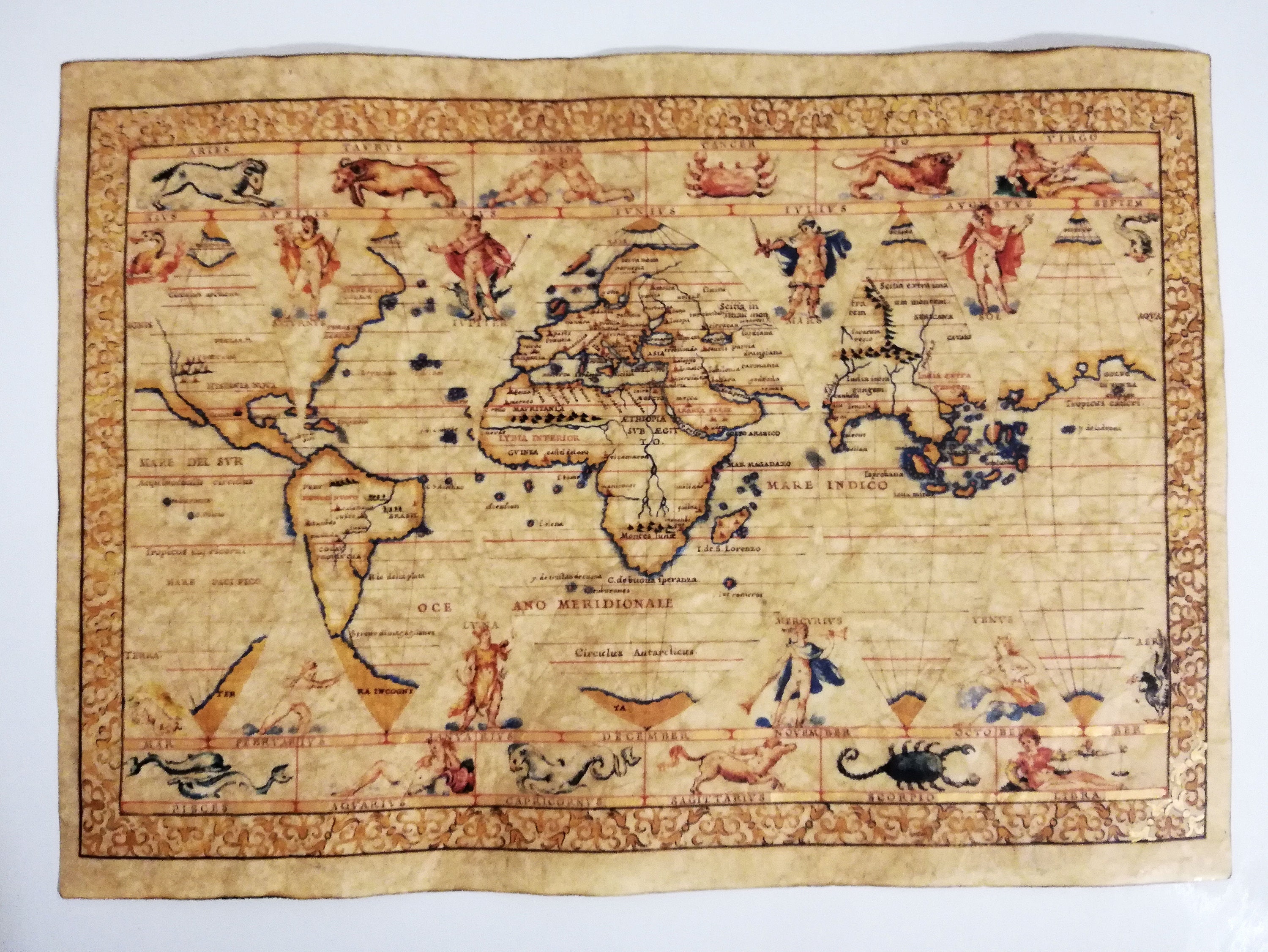 Medieval Map Replica • World Map by Francesco Ghisolfi, 16th Century ...