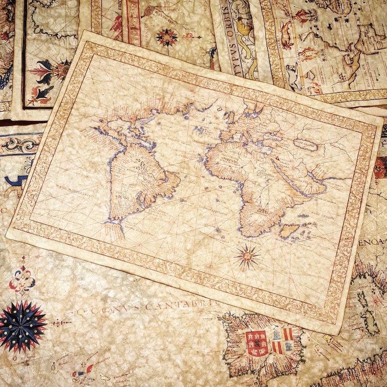Medieval Map Replica • World Map,francesco Ghisolfi, 16th Century ...
