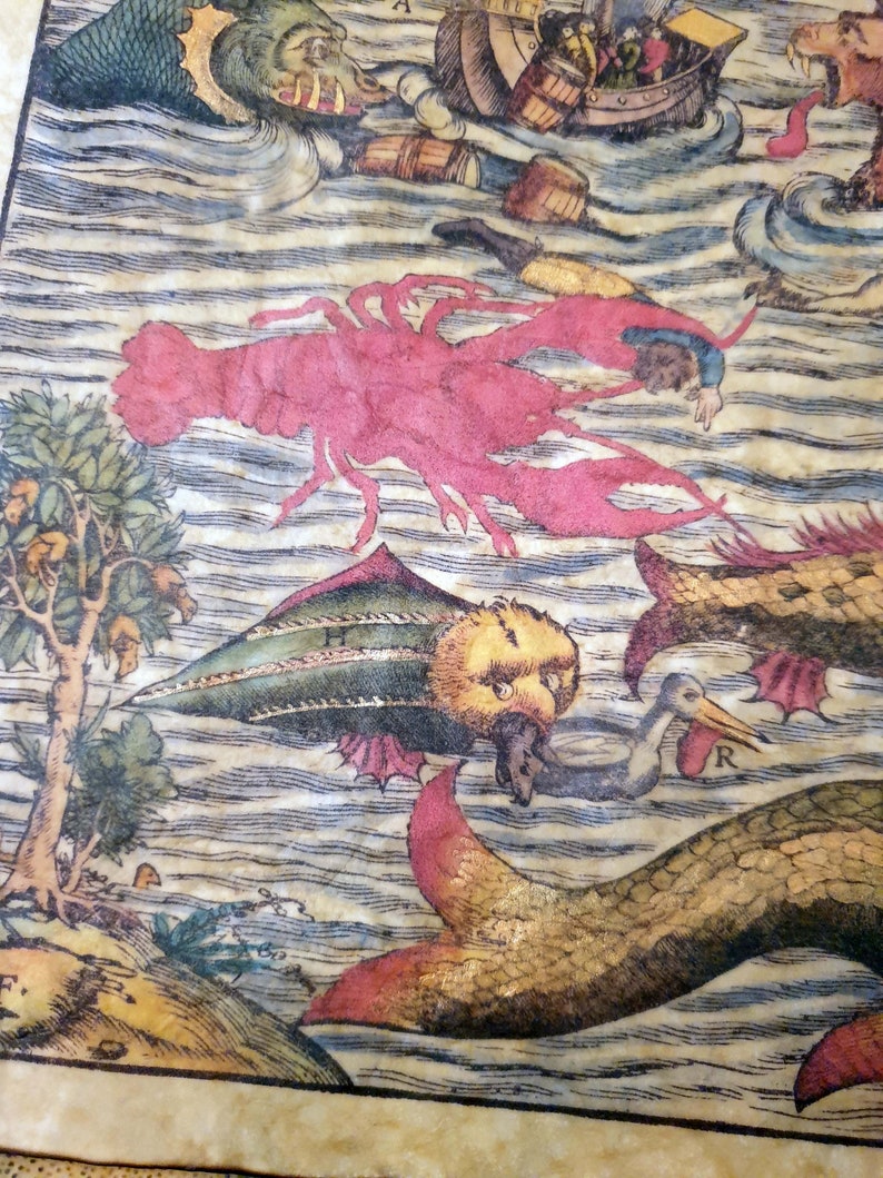 Medieval Art Replica Map of Sea Monsters Sebastian Munster - Etsy