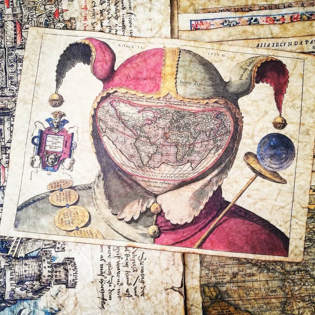 Medieval Map Print • Fool's Cap World Map, 1590 • Handcrafted Replica ...