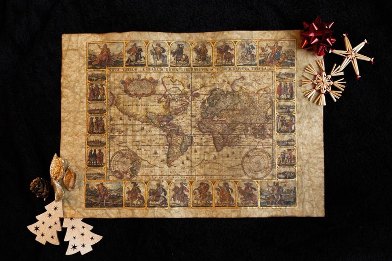 Medieval Map Replica • World Map, Claes Janszoon Visscher, 1652 ...