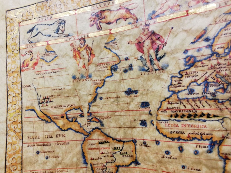 Medieval Map Replica • World Map by Francesco Ghisolfi, 16th Century ...