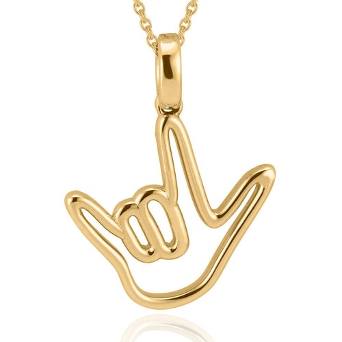 Dainty 14k Solid Gold ASL Sign Language Necklace Personalized - Etsy