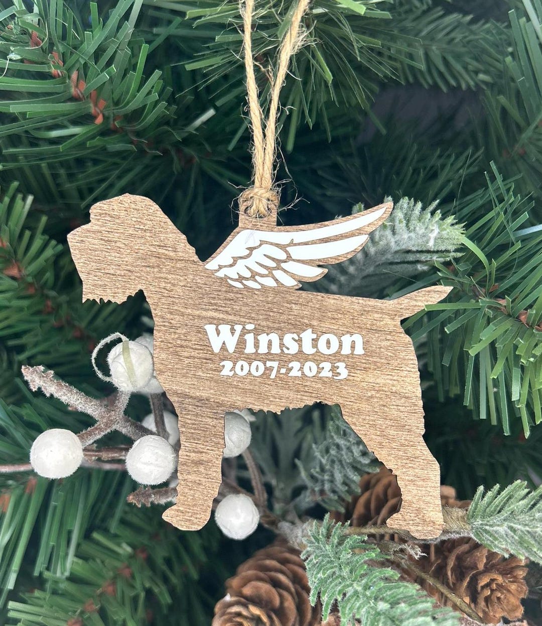Wirehaired Pointing Griffon Christmas Ornament - Angel Ornament - Laser ...
