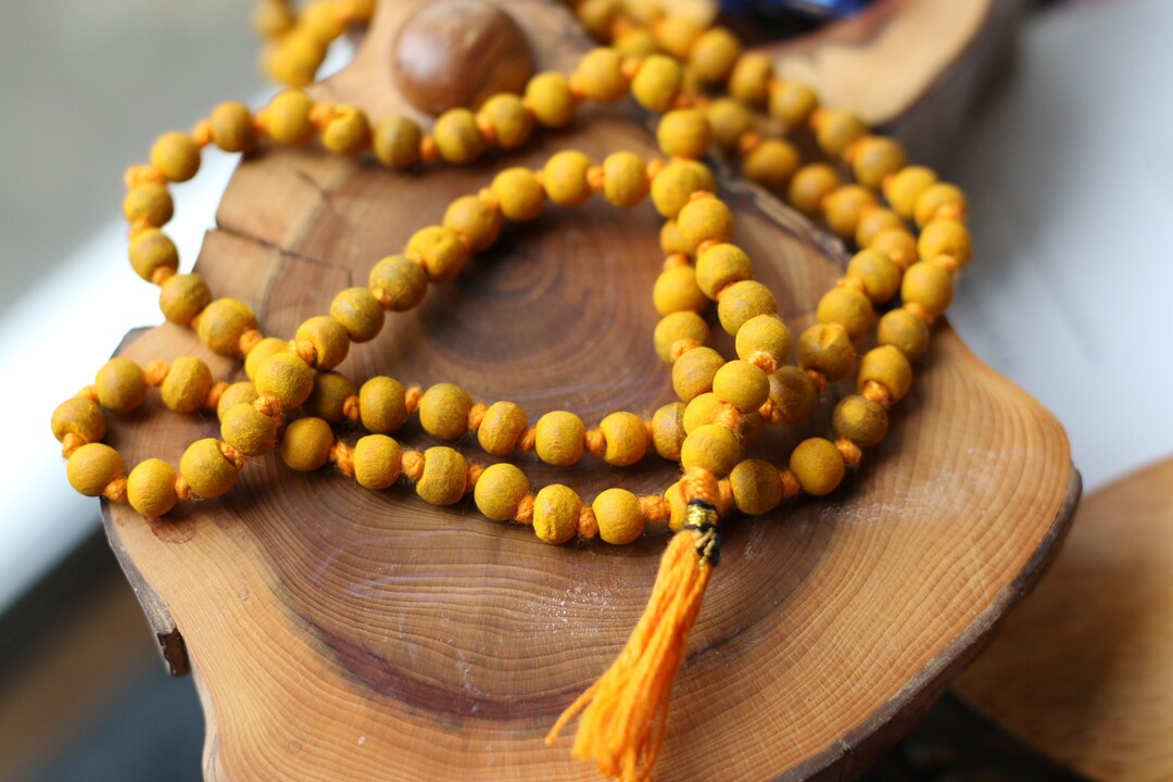 Turmeric Mala, Haldi Mala, 108 Prayer Mala Knotted India Mens Necklace ...