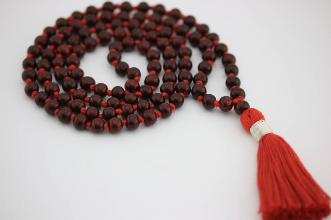 Red Rosewood Handmade Rosary Mala 1081 Beads Beautiful Tassel 8mm Bead ...