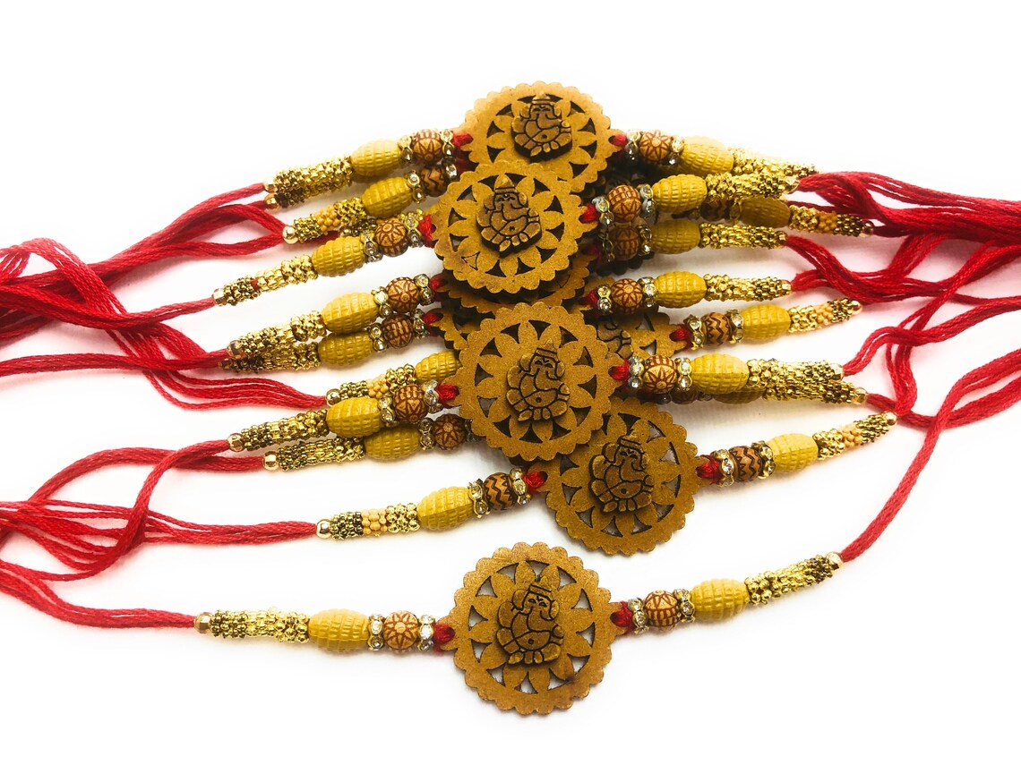Ganesh Rakhi Rakhadi Set of 12 Handmade Rakhi Indian Festival - Etsy