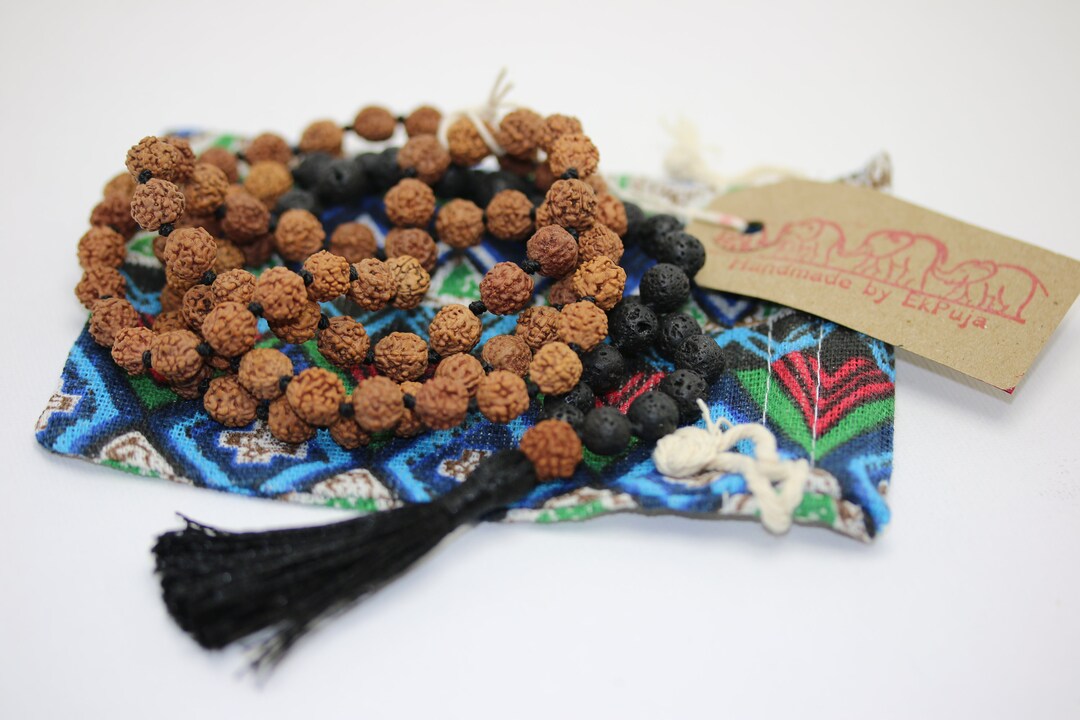 Lord Shiva Rudraksha Japa Mala 108 Beads Traditional Style Hand Knotted ...