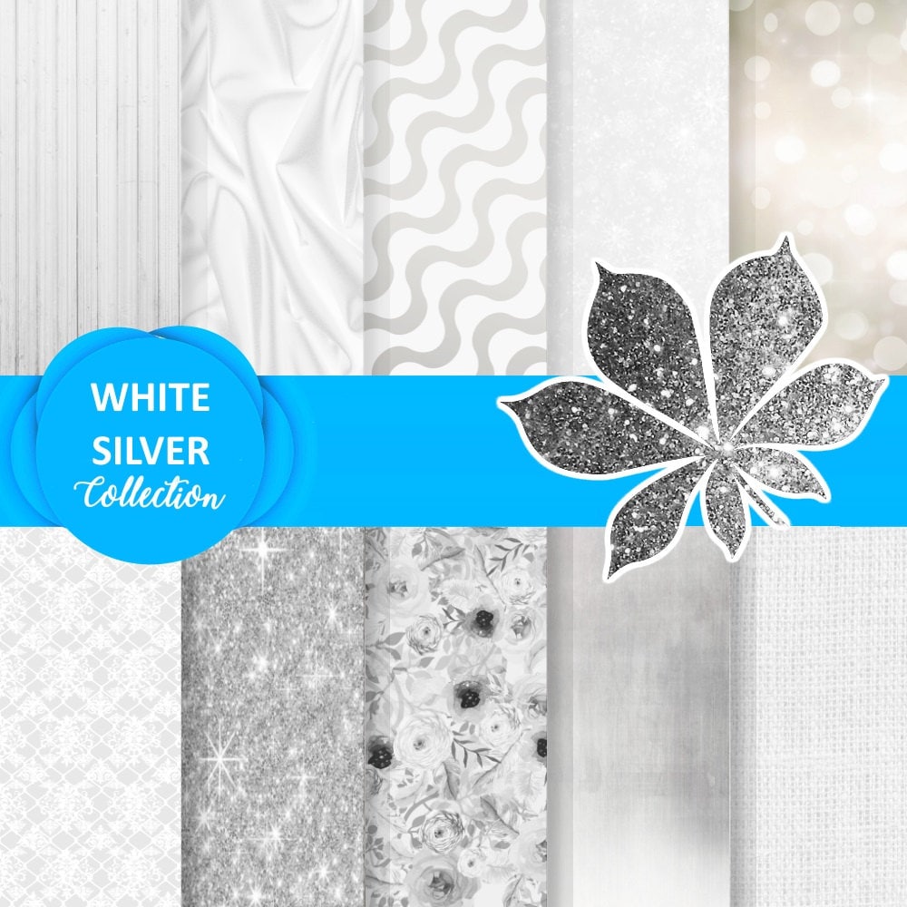 Silver White Paper, Silver Digital Paper, White Digital Paper, Sparkle ...