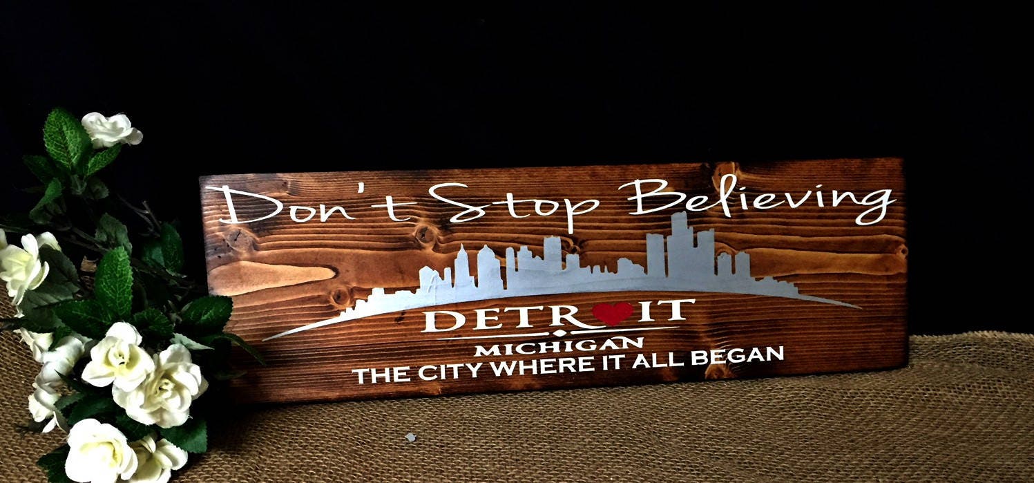 Detroit Michigan Sign Michigan Made Journey Don't Stop - Etsy