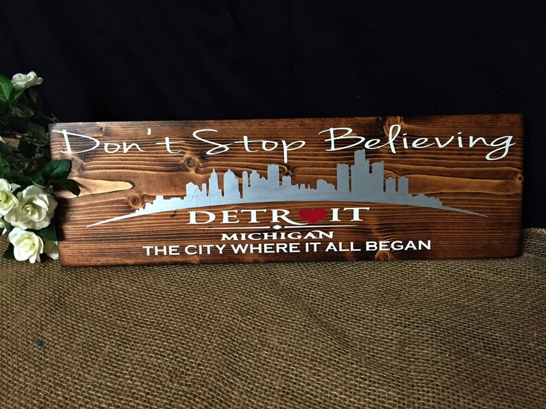 Detroit Michigan Sign Michigan Made Journey Don't Stop - Etsy