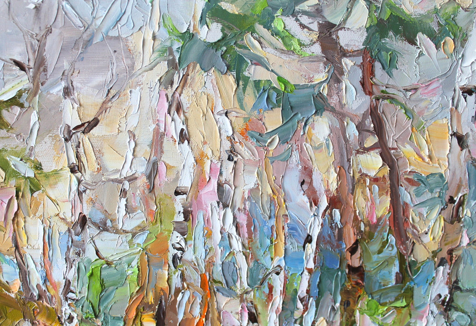 Impressionist Spring Forest Oil Painting: Pine & Birch Trees, 20x24 - Etsy