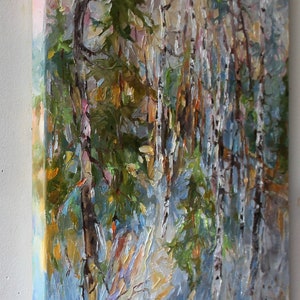 Impressionist Spring Forest Oil Painting: Pine & Birch Trees, 20x24 - Etsy