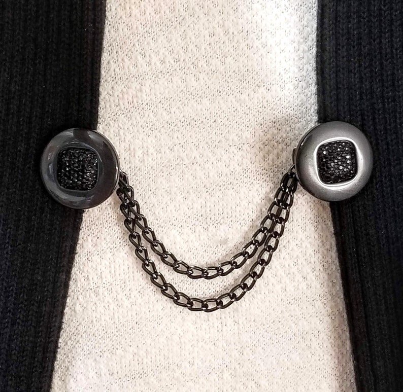 Black Round Sweater Cardigan Clip Sweater Closure 5231 | Etsy