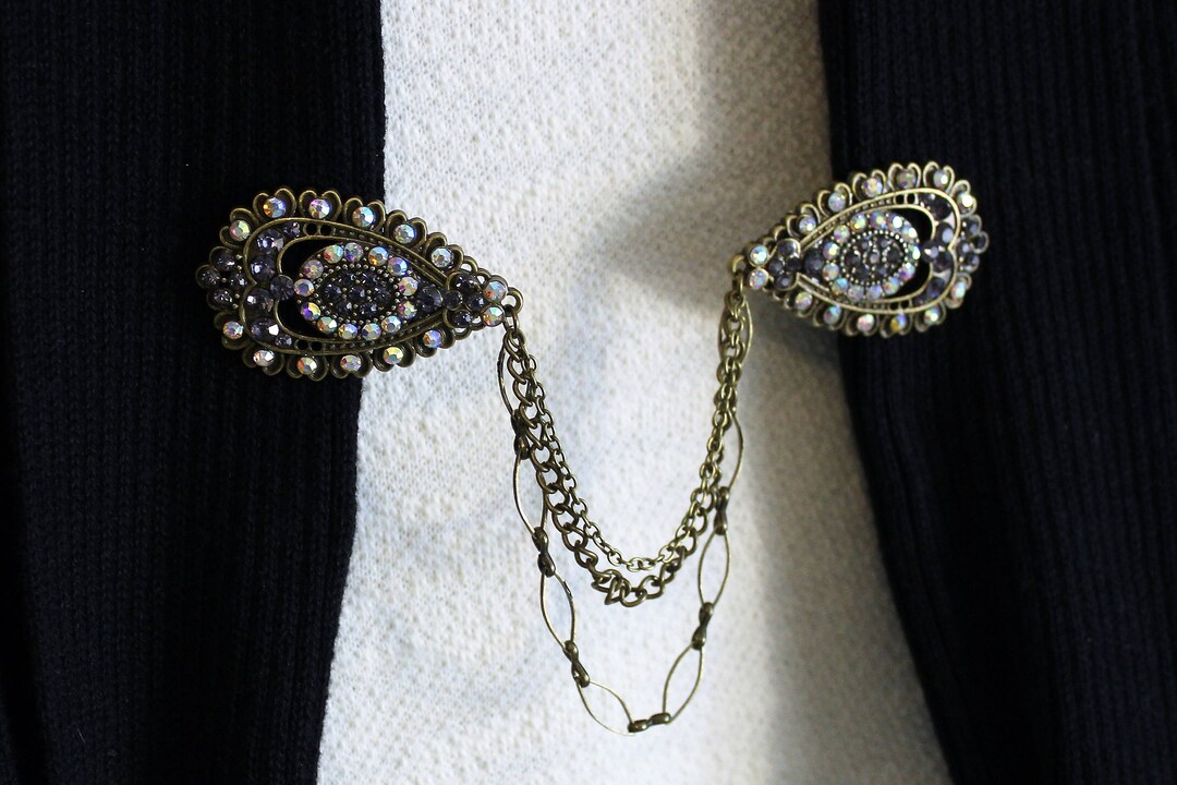 Bronze Tear Drop Sweater Clip, Cardigan Clip, Collar Clip, Collar Pin ...