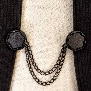 Black Round Sweater Cardigan Clip, Collar Clip, Sweater Closure 5293 - Etsy