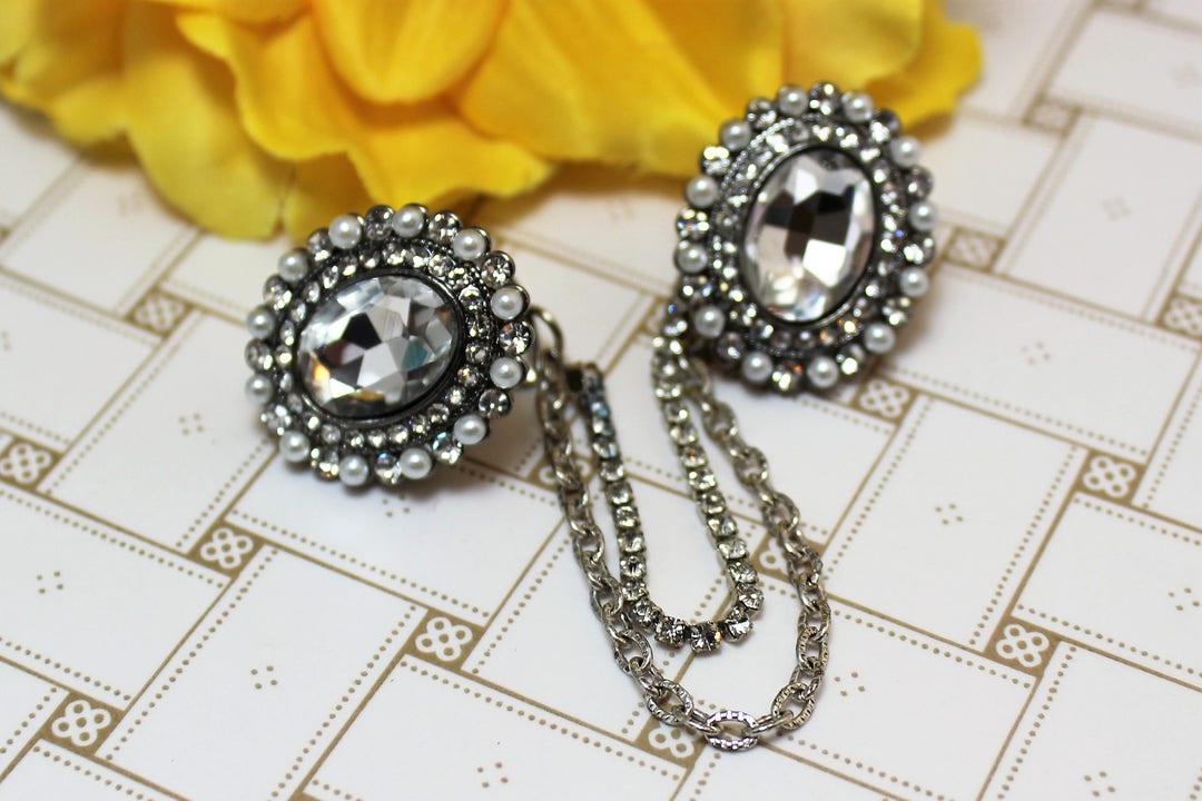 Rhinestone Sweater Clip Cardigan Clip Collar Clip Collar - Etsy