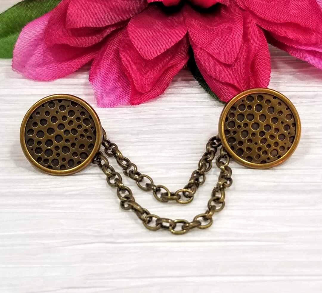Bronze Round Sweater Cardigan Clip, Sweater Closure, Sweater Clasp ...