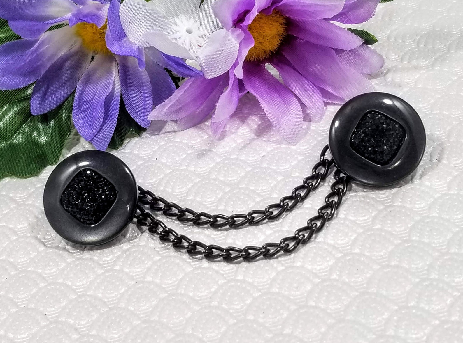 Black Round Sweater Cardigan Clip Sweater Closure 5231 | Etsy