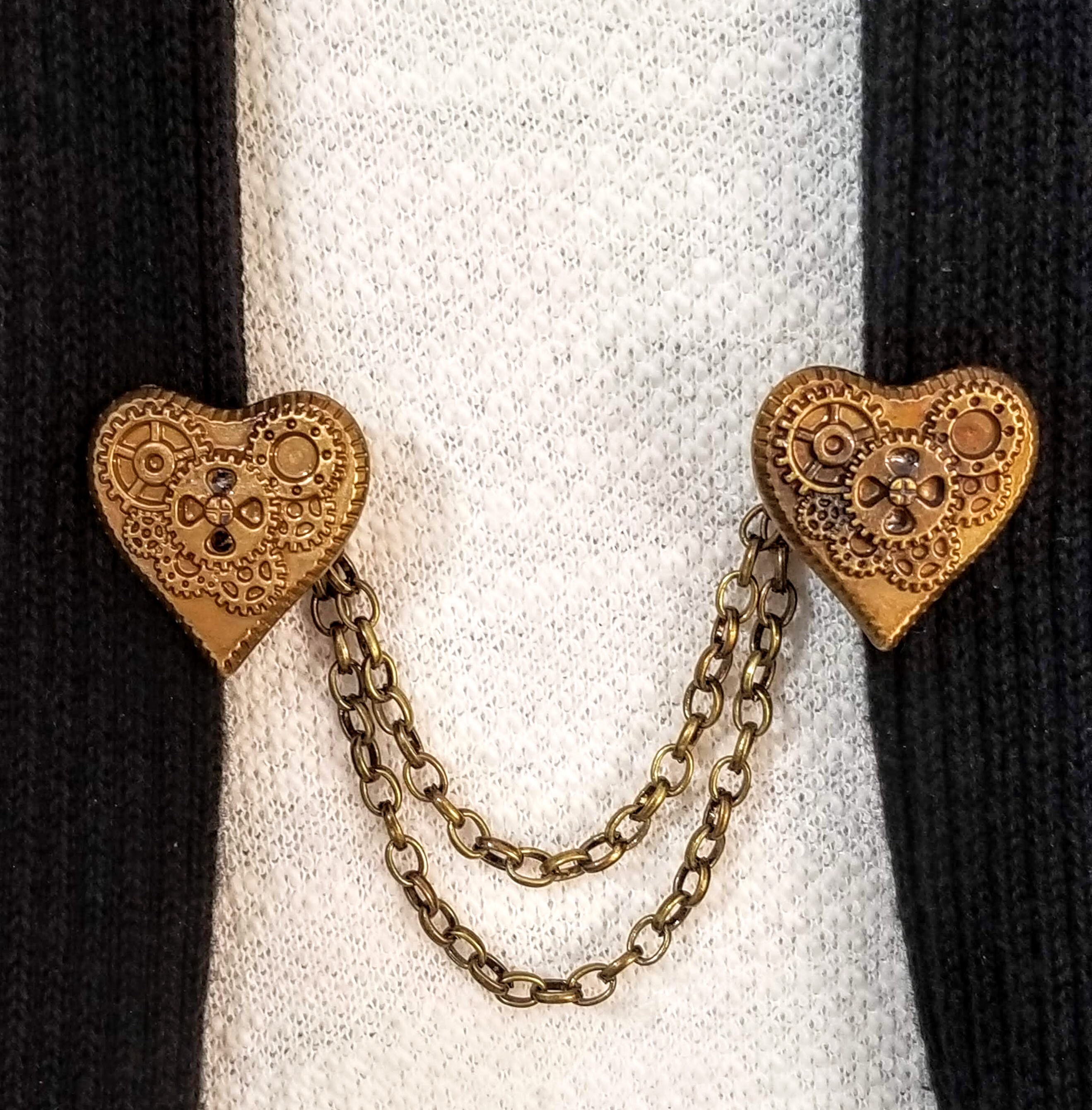 Bronze Heart Steampunk Sweater Cardigan Clip Sweater Closure - Etsy