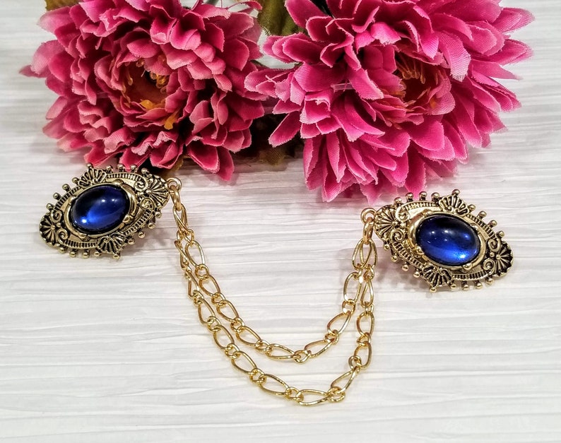 Blue Rhinestone Sweater Cardigan Clip Collar Clip Sweater - Etsy