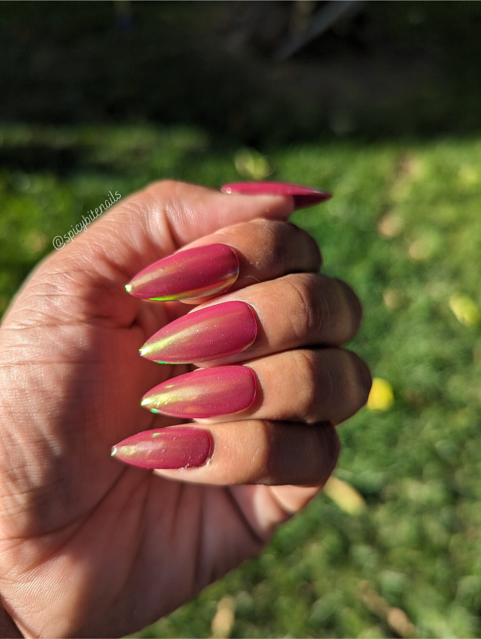 Cranberry Glazed Donut Nails - Red Pearl Chrome False Press-on Nail ...