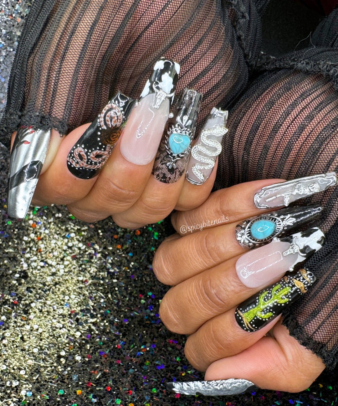 Cowgirl Carter Western Cowboy Beyoncé Inspired False Press-on Nail ...