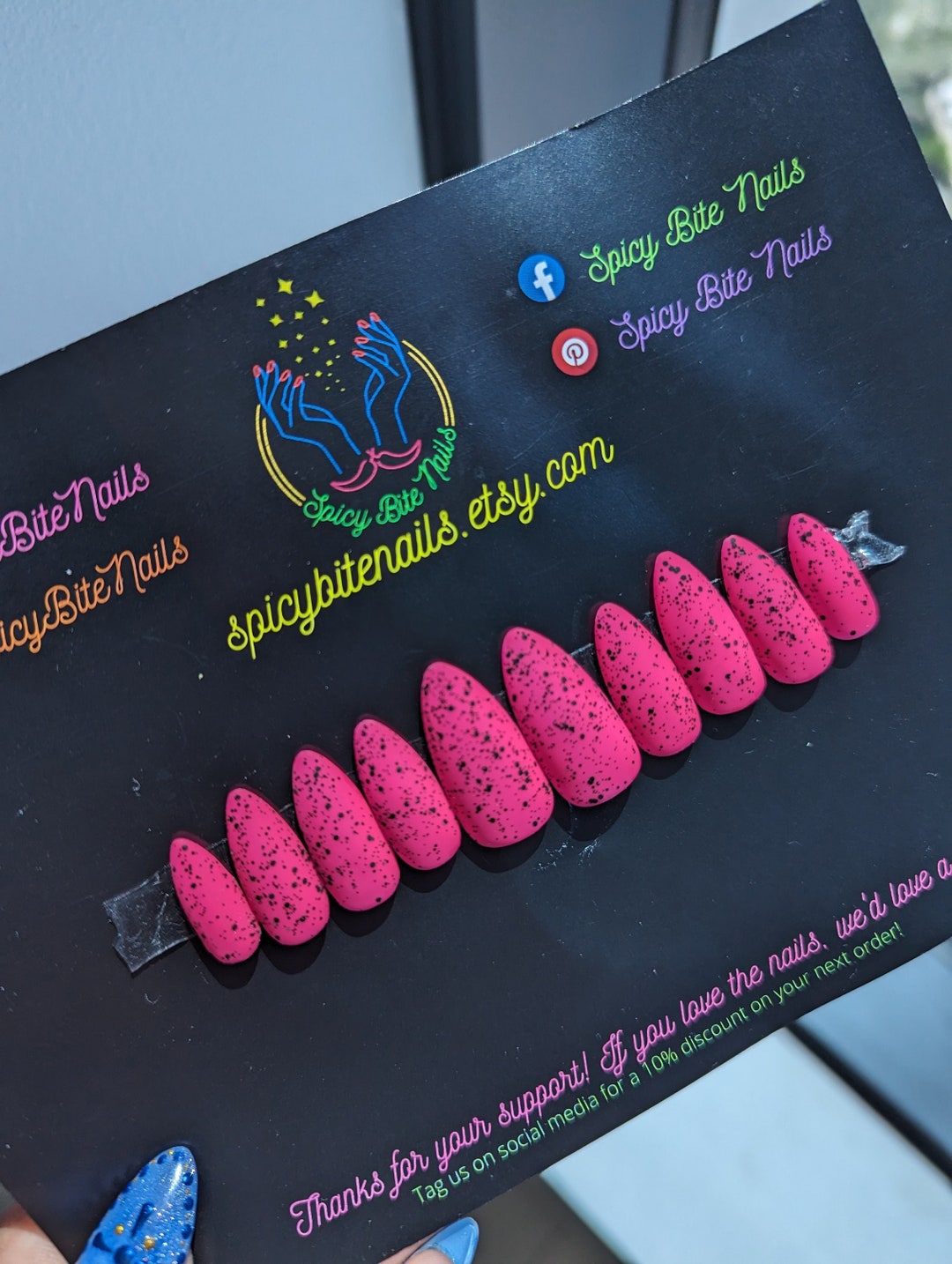 Pink Shock - Matte Speckled Neon Pink Press-on Nail Extensions 10pcs - Etsy