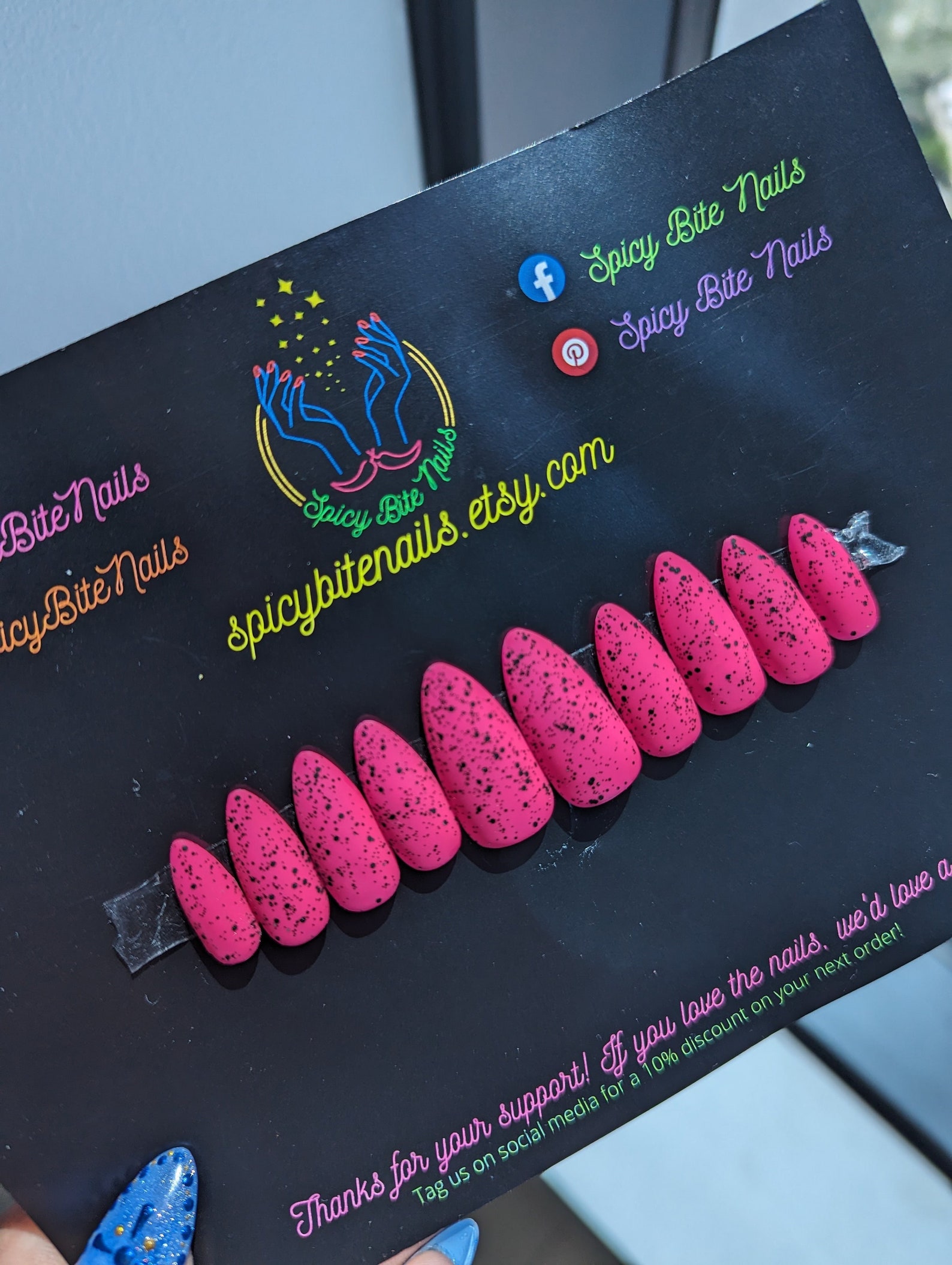 Pink Shock - Matte Speckled Neon Pink Press-on Nail Extensions 10pcs - Etsy