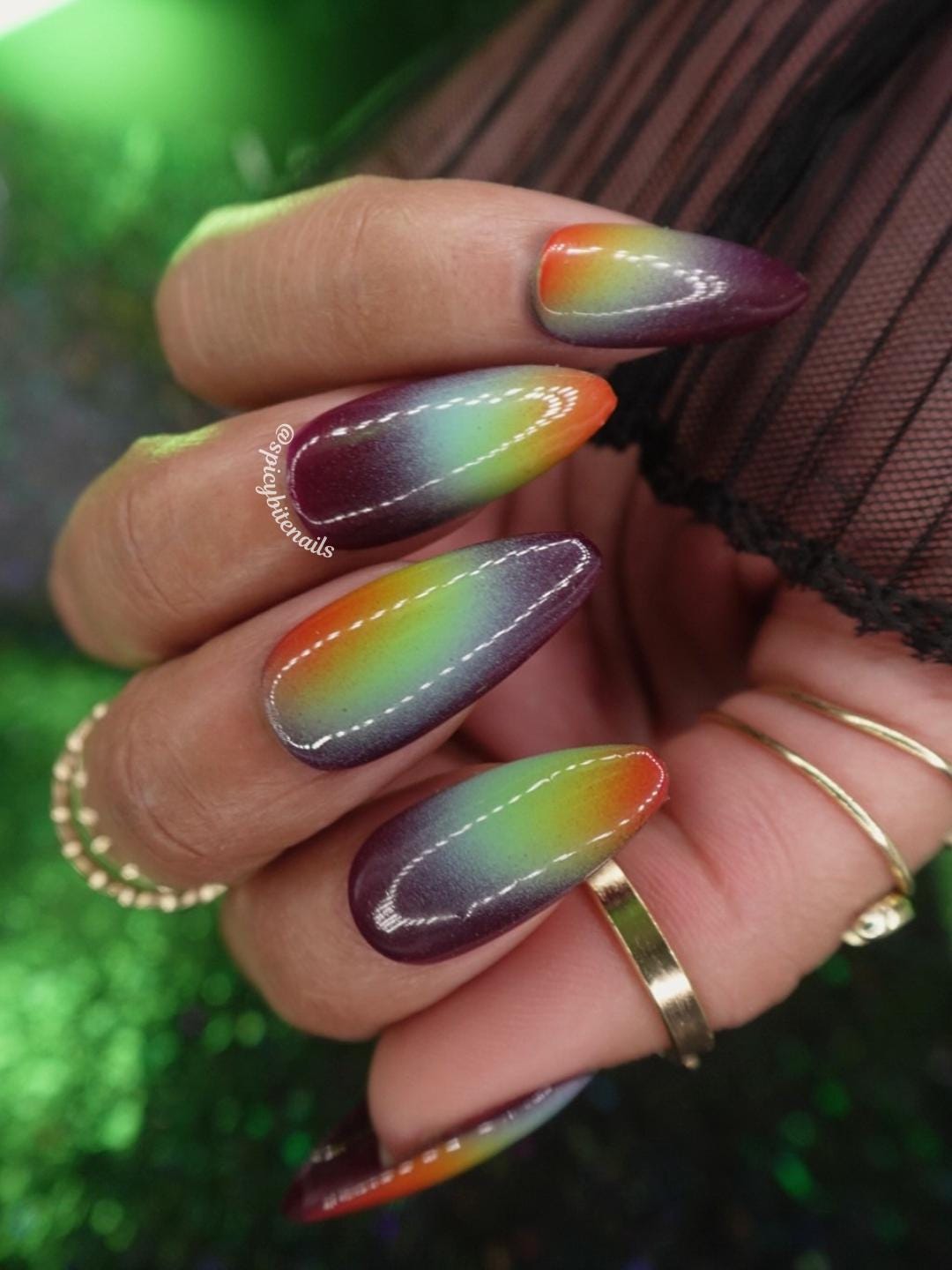Prism - Dark Rainbow Aura Press-on Nail Extensions 10pcs - Etsy