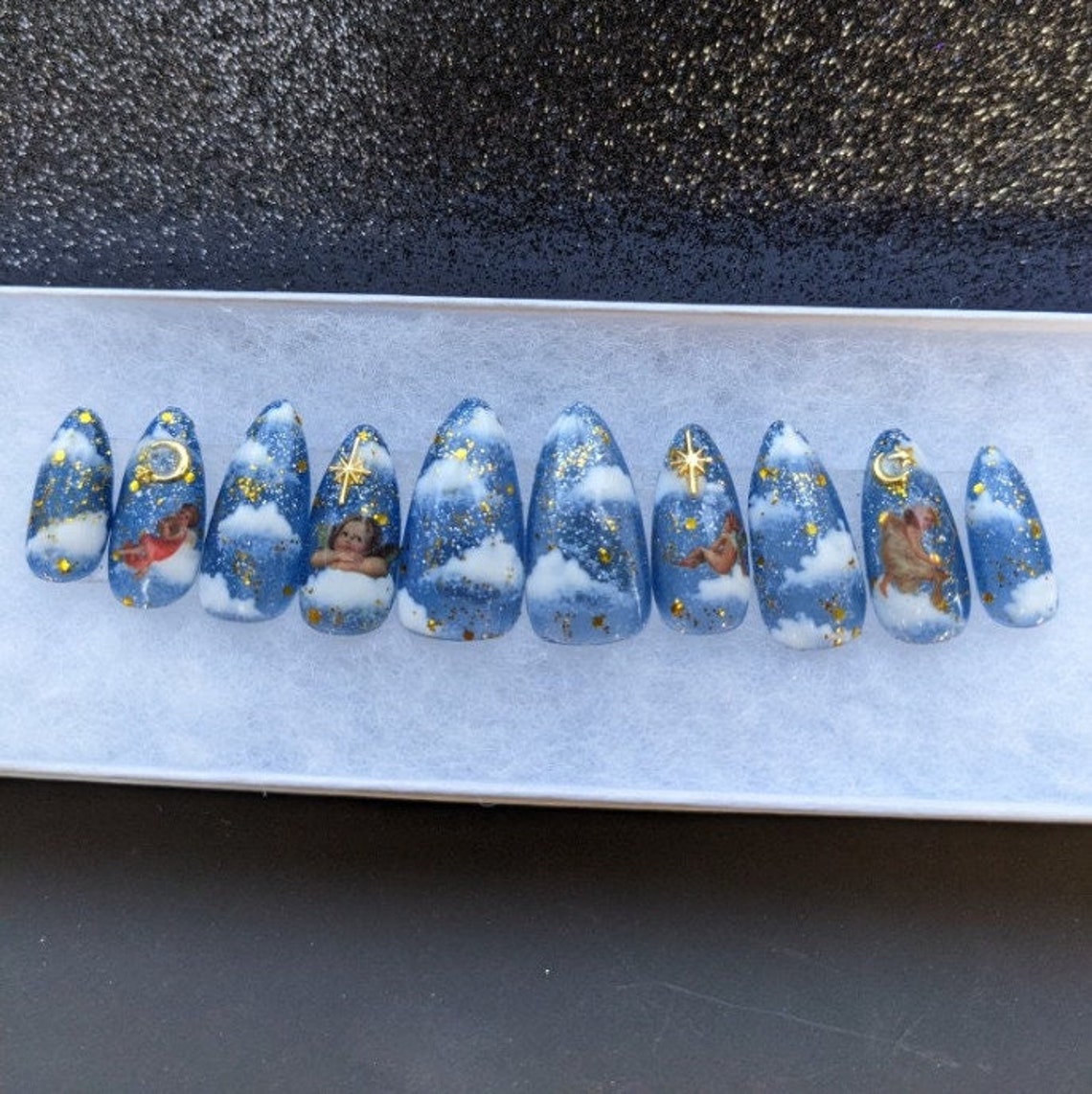 Heaven Sent - Color Changing Blue to White Angel Cupid False Press-on ...