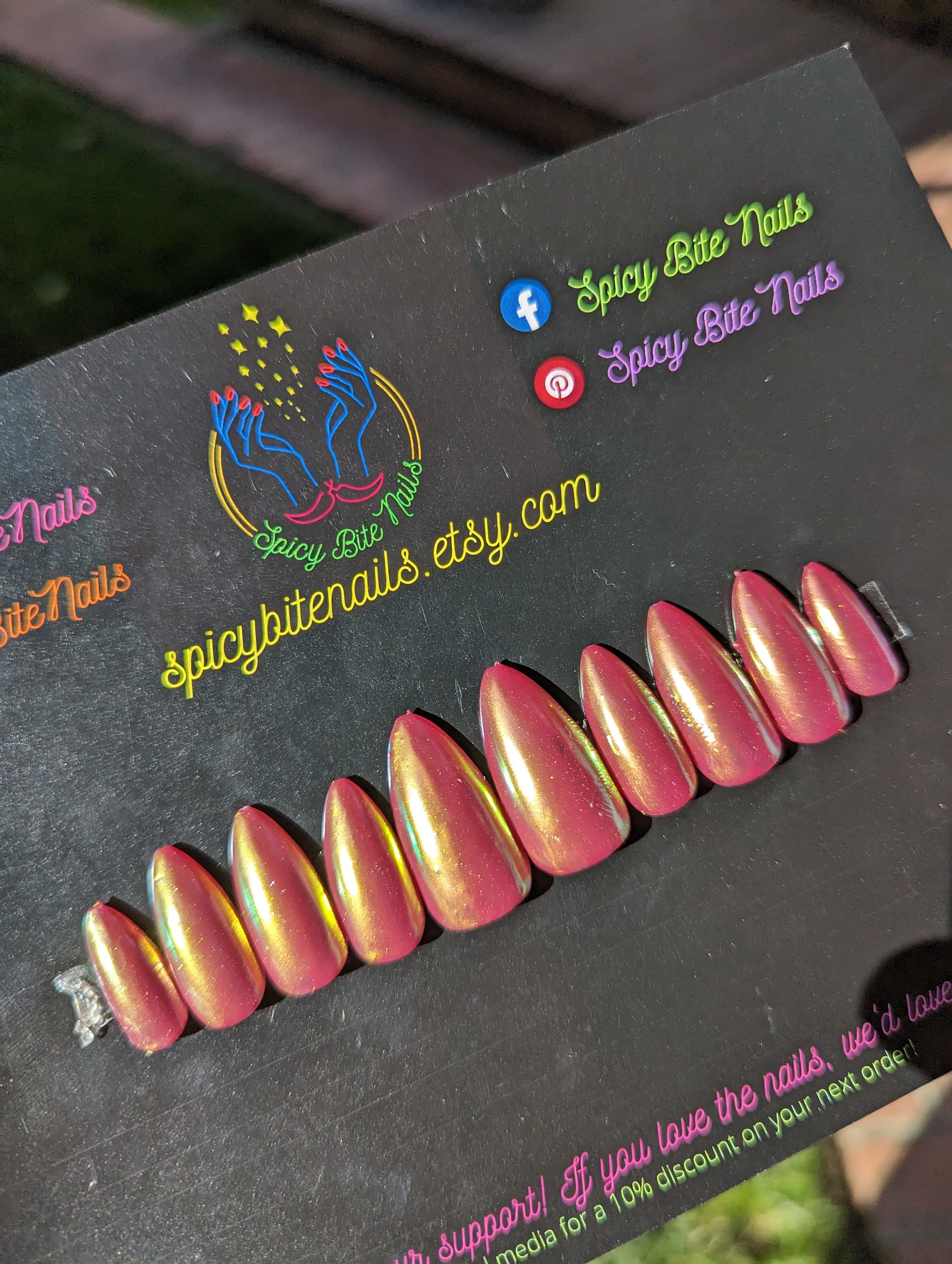 Cranberry Glazed Donut Nails - Red Pearl Chrome False Press-on Nail ...