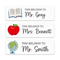 Personalized Teacher Name Stickers: Book Labels - Etsy