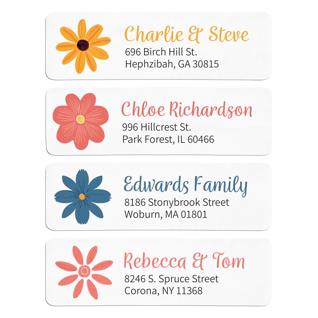 Floral Return Address Labels - Personalized Floral Address Stickers on ...