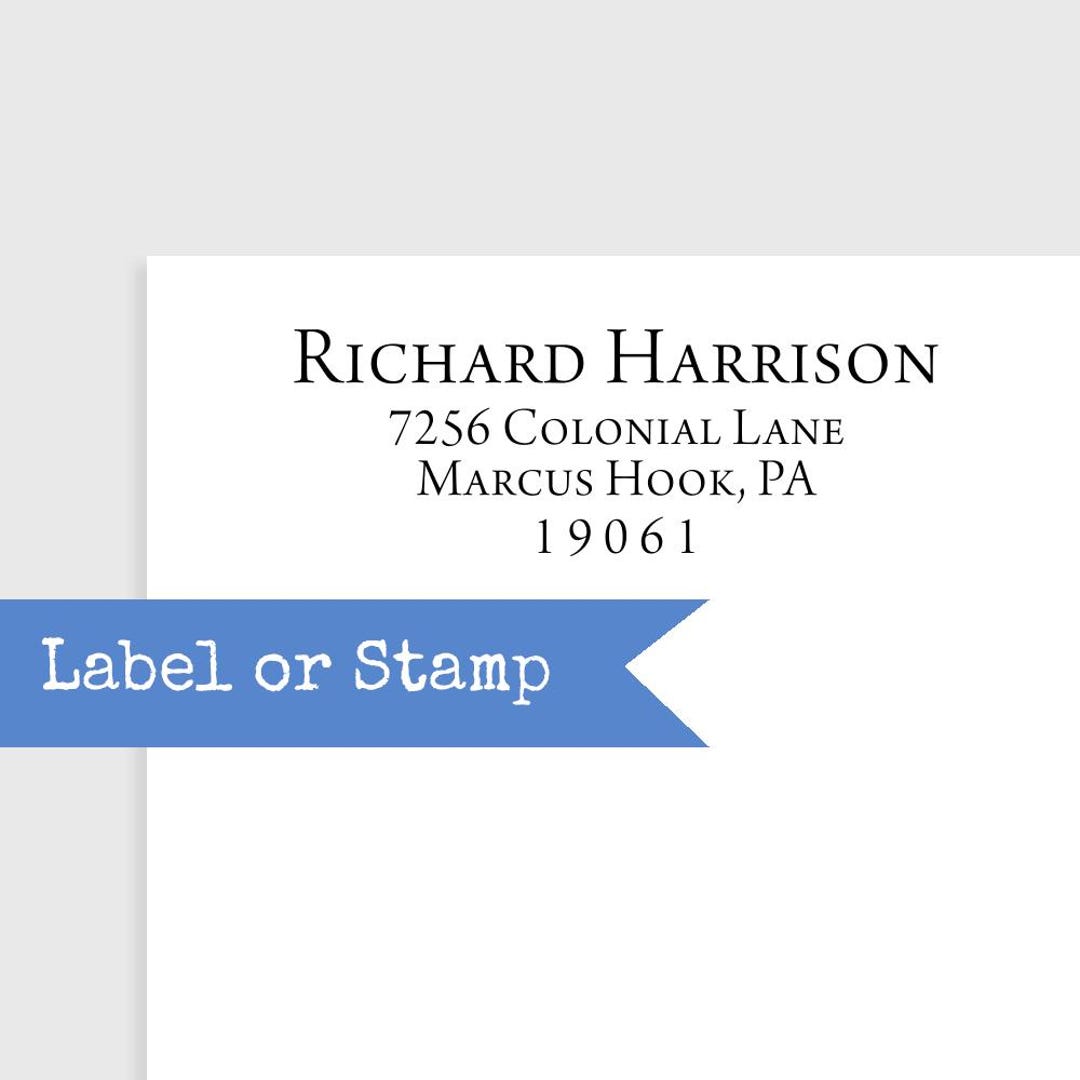 Timeless Serif Return Address Label or Self Inking Stamp | Clear or ...