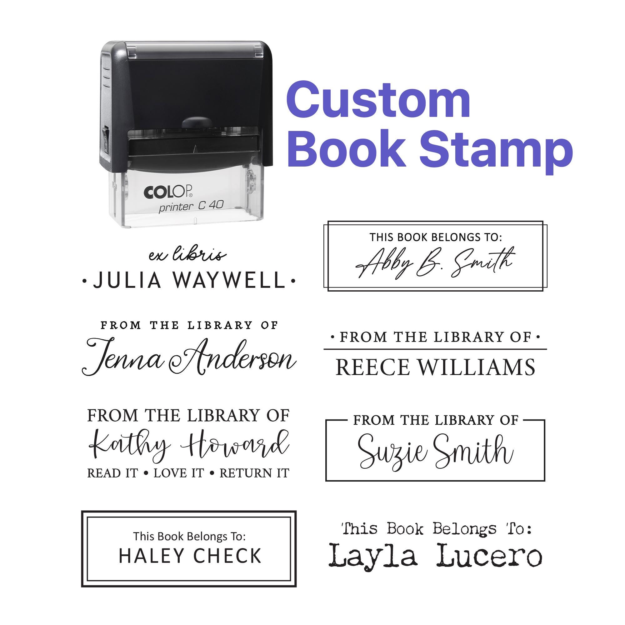 Personalized Book Stamp, Self Inking Library Stamp With Your Name - Etsy