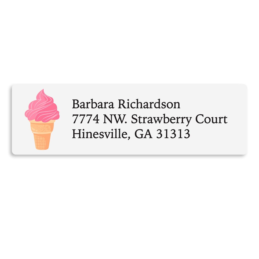 Ice Cream Cone Return Address Labels Personalized Ice Cream Mail ...