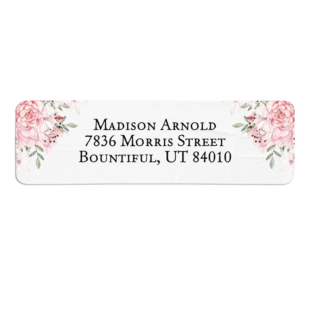 Floral Return Address Labels - White Sheets (50-300 Labels ...