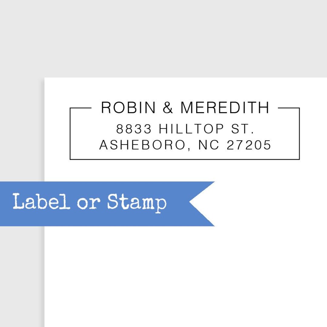 Minimalist Box Return Address Label or Self Inking Stamp | Clear or ...