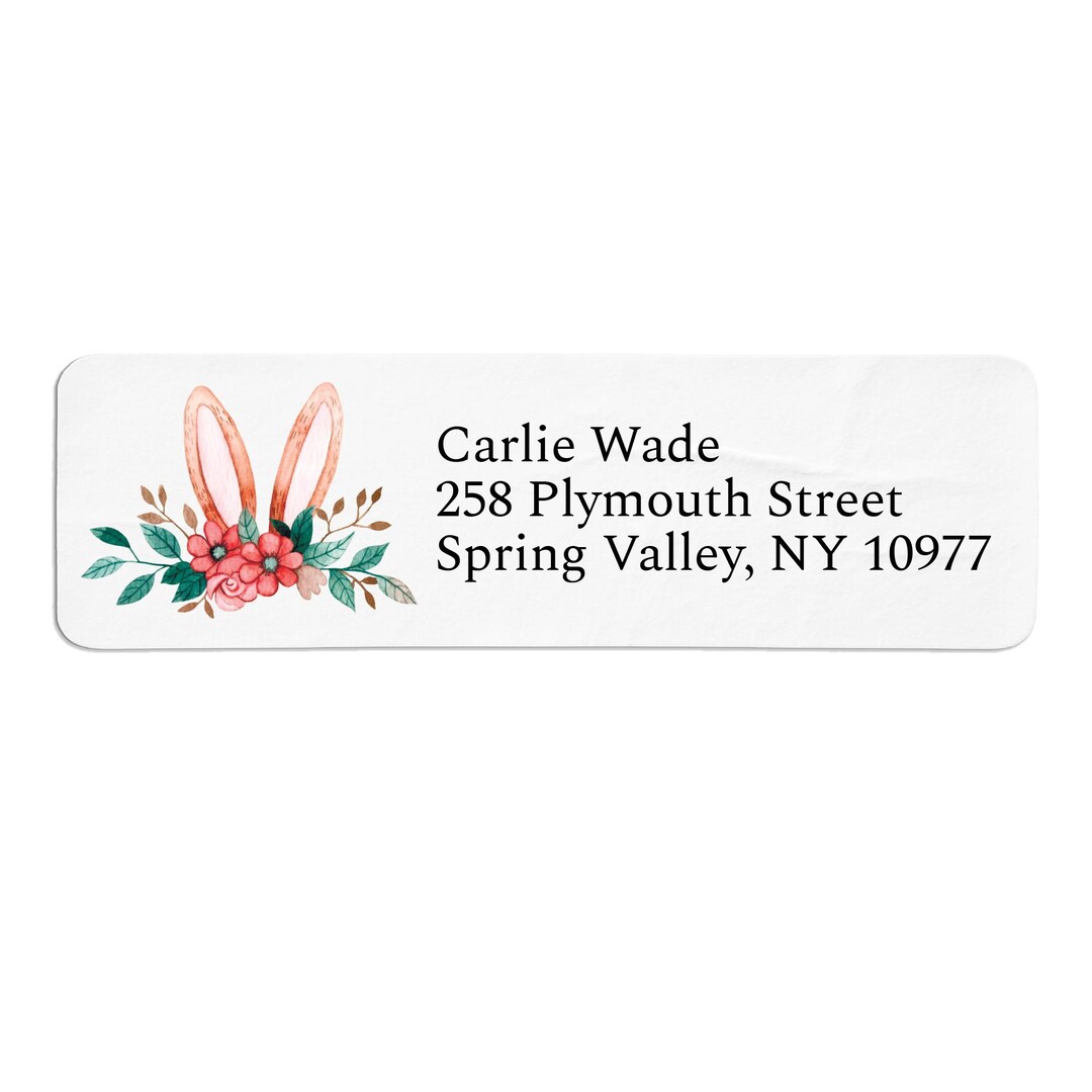 Easter Bunny Ears Address Labels Personalized Spring Mailing Stickers ...