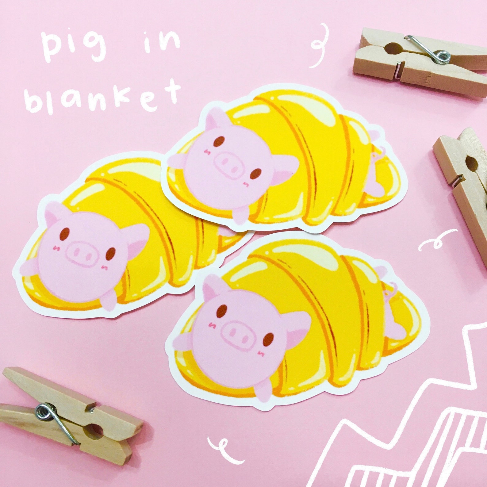 Pig in blanket sticker | Etsy