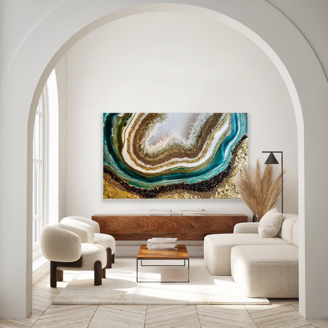 Teal Blue Resin Art |custom Art| Geode Art|resin Painting| Luxury Art ...