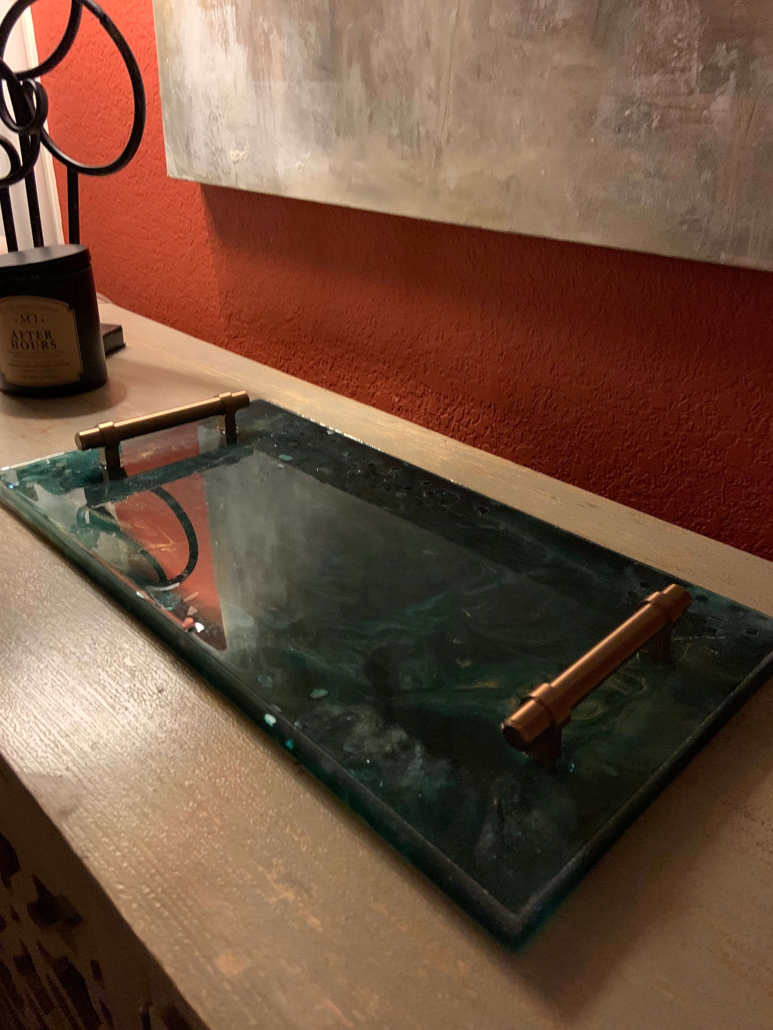 Large Emerald Green Resin Traygreen Table Decogreen Resin - Etsy