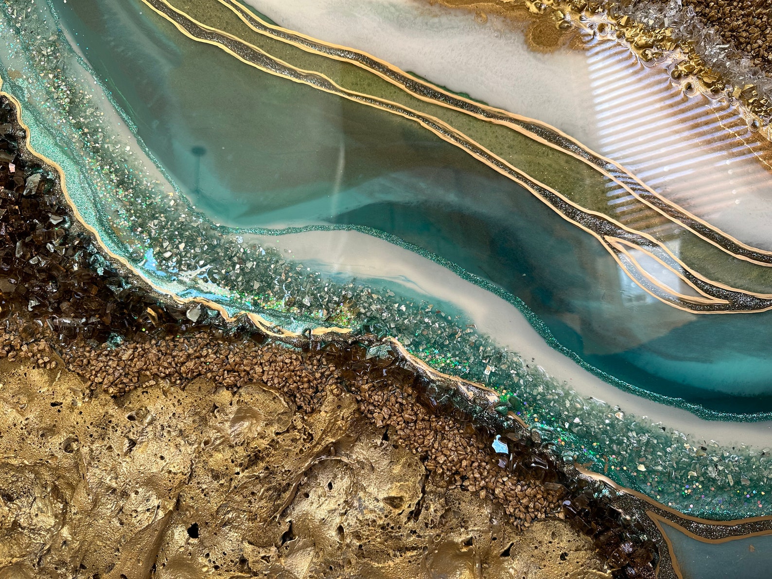Teal Blue Resin Art |custom Art| Geode Art|resin Painting| Luxury Art ...