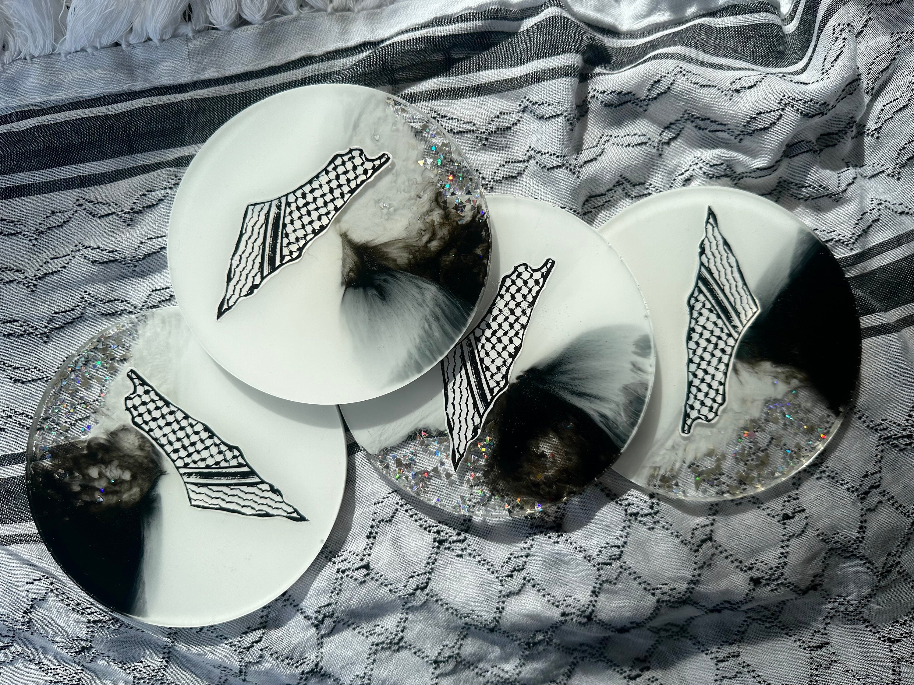 Palestine Resin Coasterspalestine Table Decorblack and White ...