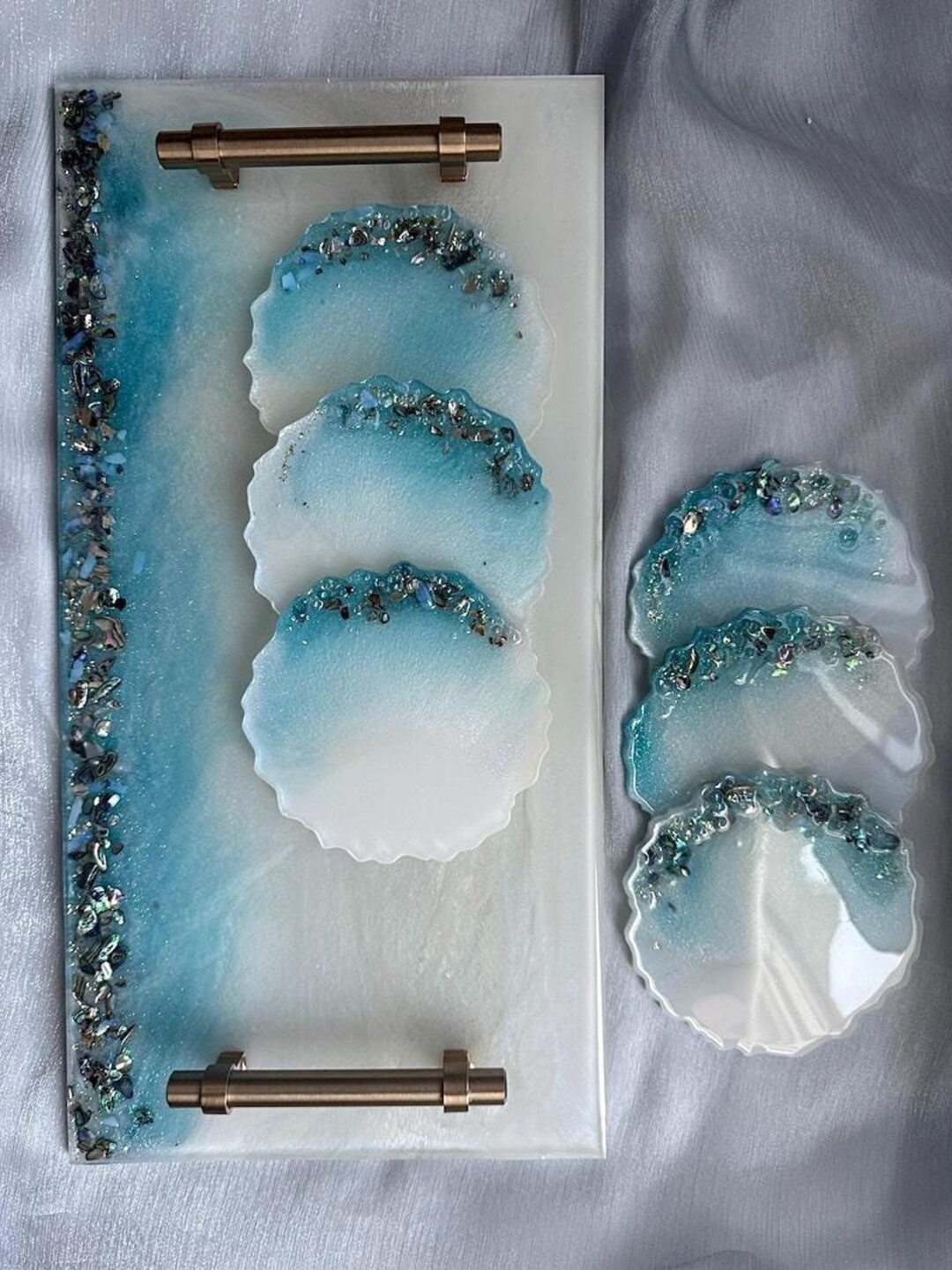 Ocean Inspired Resin Tray|large Serving Tray|elegant Table Decor|blue ...