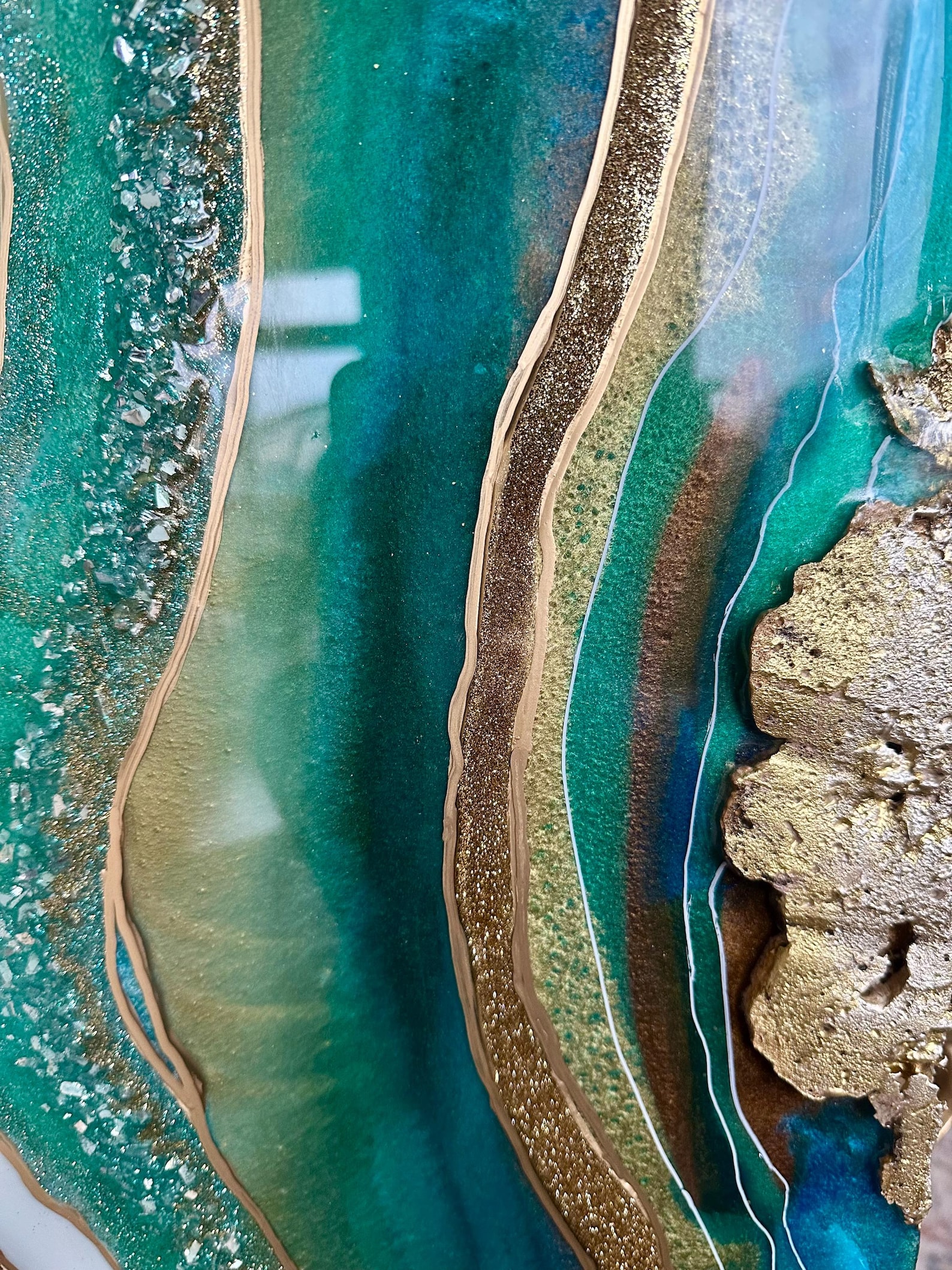 Luxe Teal Blue Resin Art |aquamarine Geode Art|resin Painting| Luxury ...