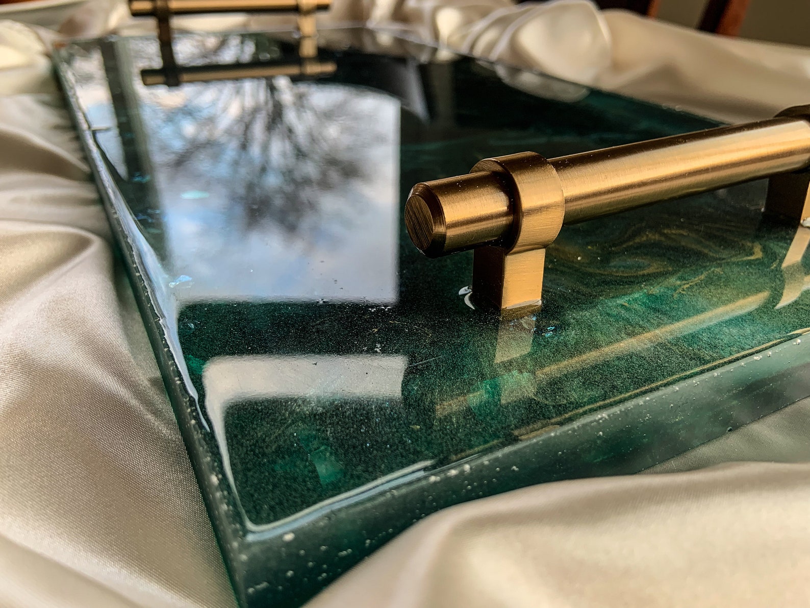 Large Emerald Green Resin Traygreen Table Decogreen Resin - Etsy