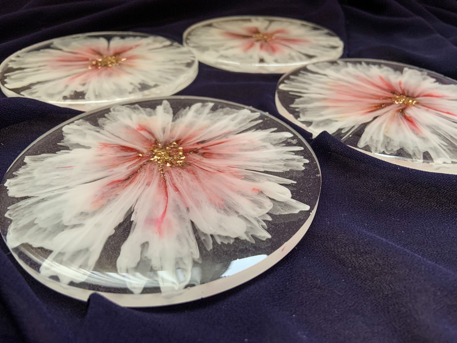 Stunning Pink Flower Resin Coasters|lily Coaster|set of Four Coasters ...